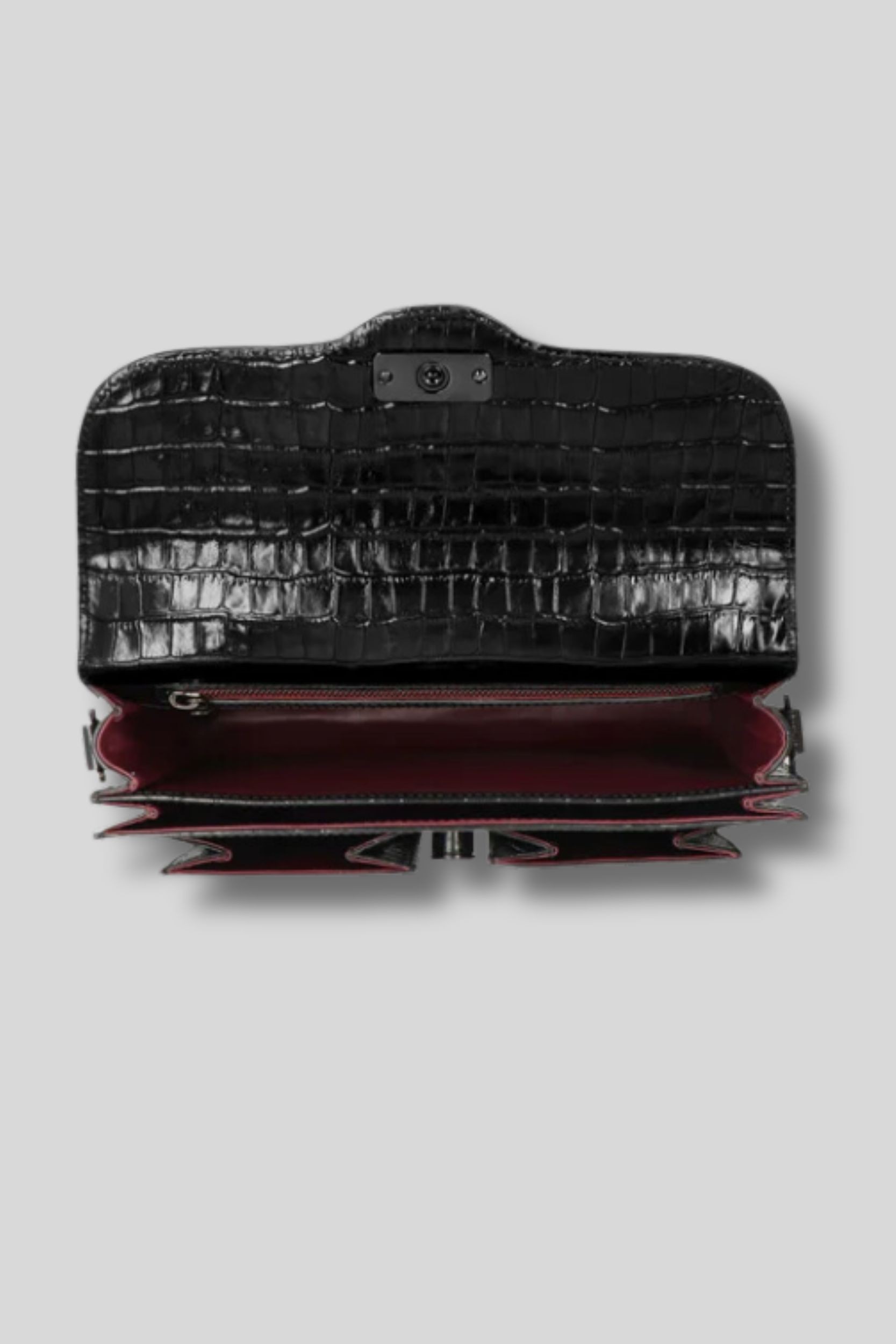 Le Capot black crocodile print bag